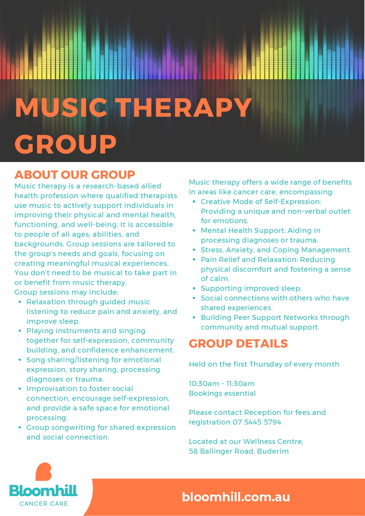 Music therapy - Bloomhill Cancer Care